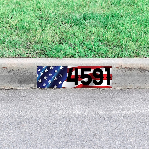 Custom USA Curb Address Sticker American Flag House Numbers | Etsy