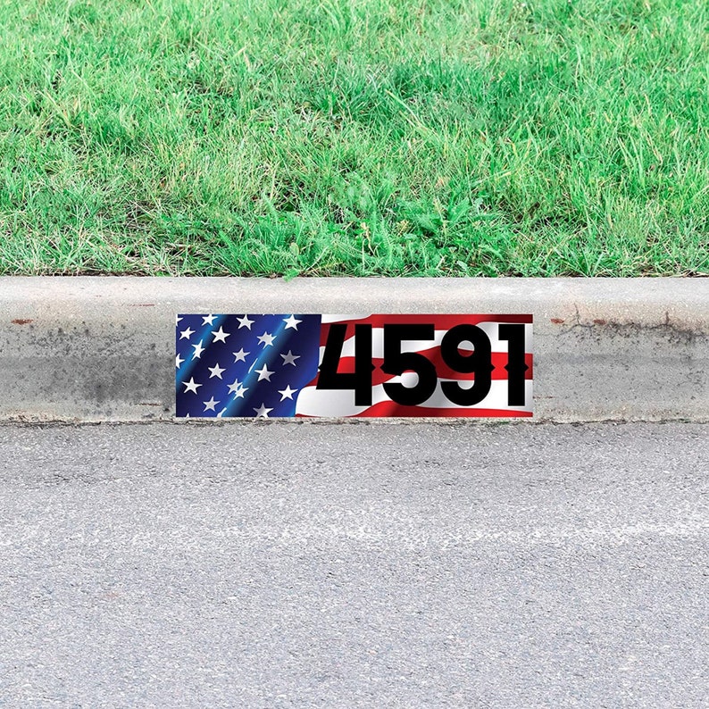 Custom USA Curb Address Sticker American Flag House Numbers | Etsy