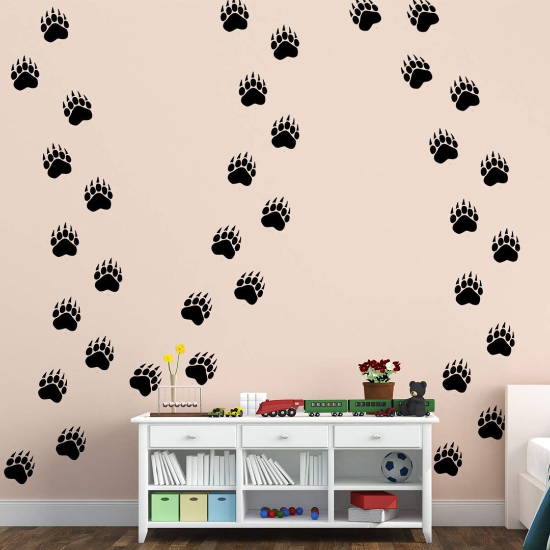 Bear Paw Print Floor Decals - Peel and Stick Footprint Wall Stickers ...