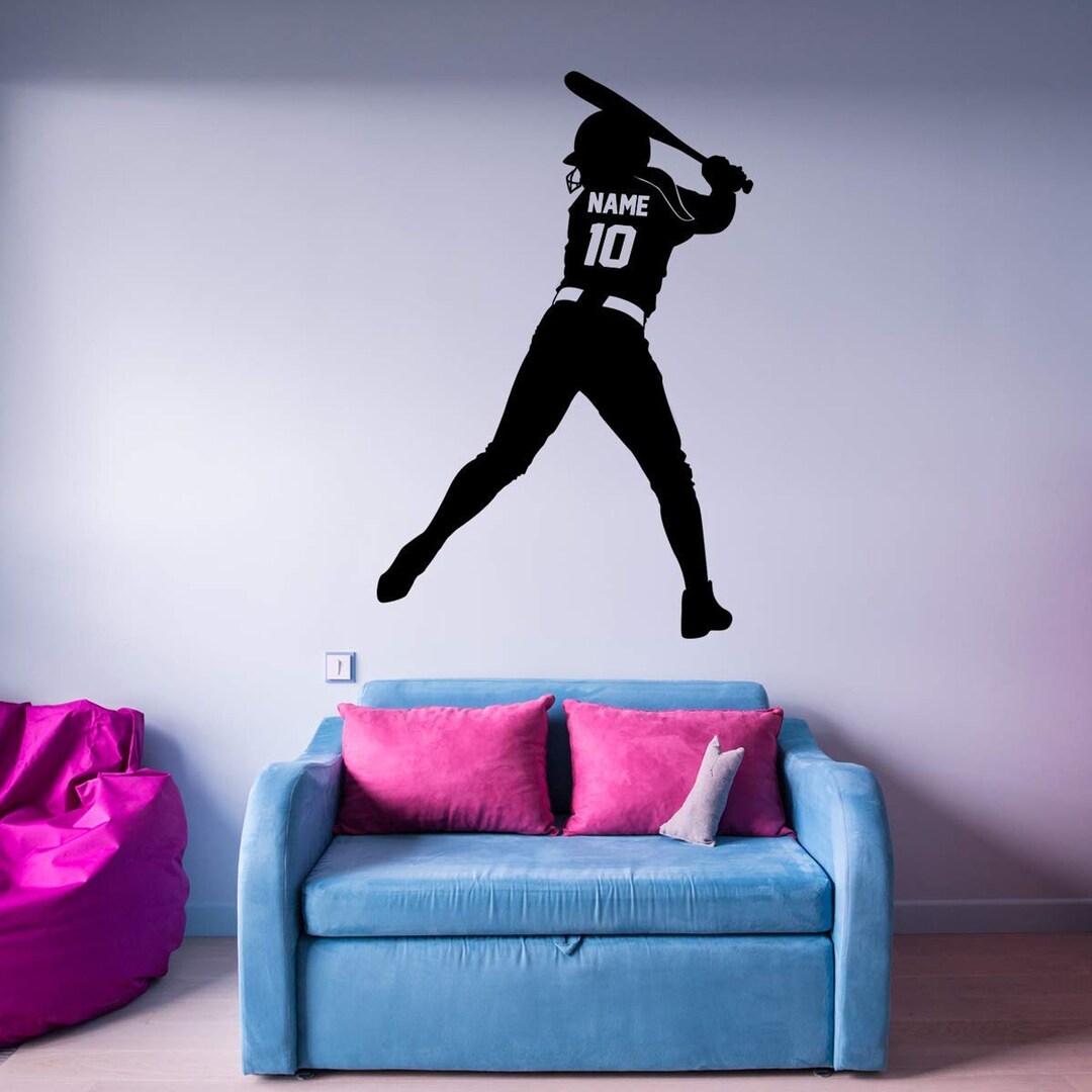 Custom Softball Wall Decal With Name and Jersey Number - Personalized ...