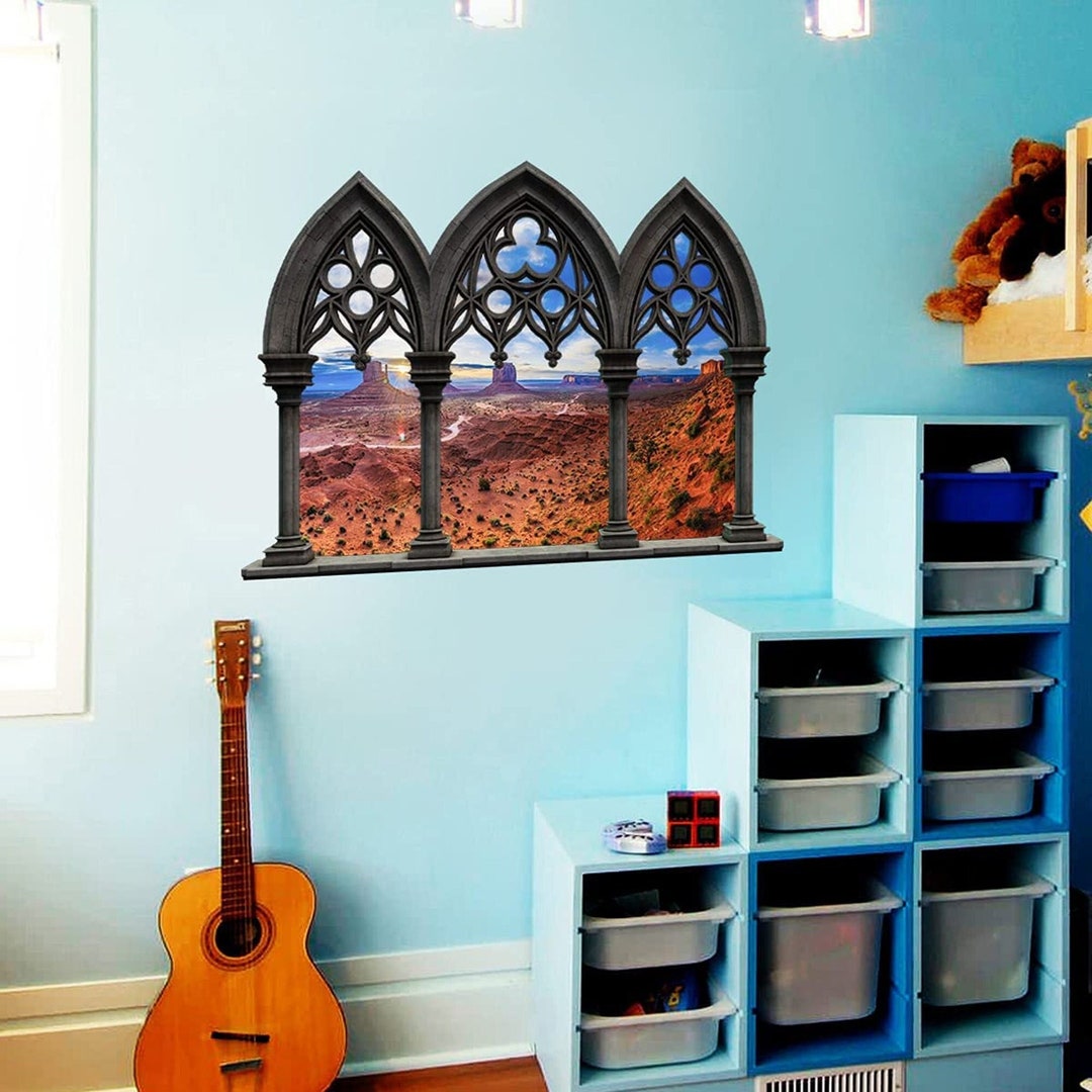 Scenic Landscape, Medieval Wallpaper Mural, Fake Window Decal - VWAQ ...