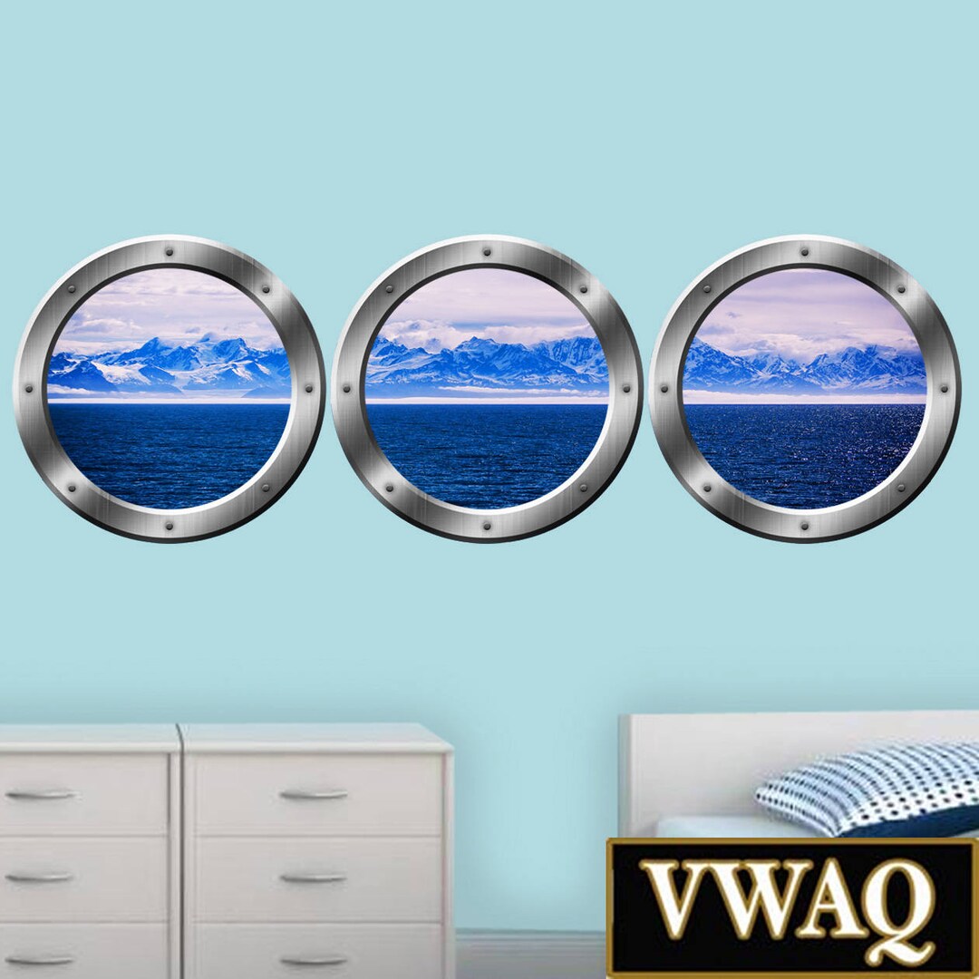 Wall Portholes - Cruise Ship Window Decals - Ocean View Scenery Decor ...
