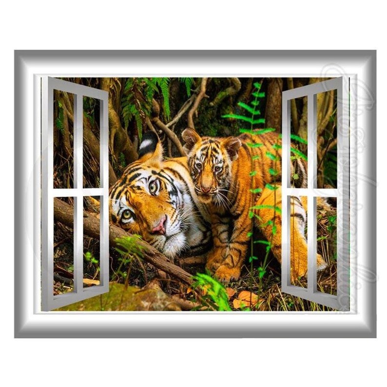 3D Window Wall Decal Tigers Wall Art Sticker Window Frame - Etsy