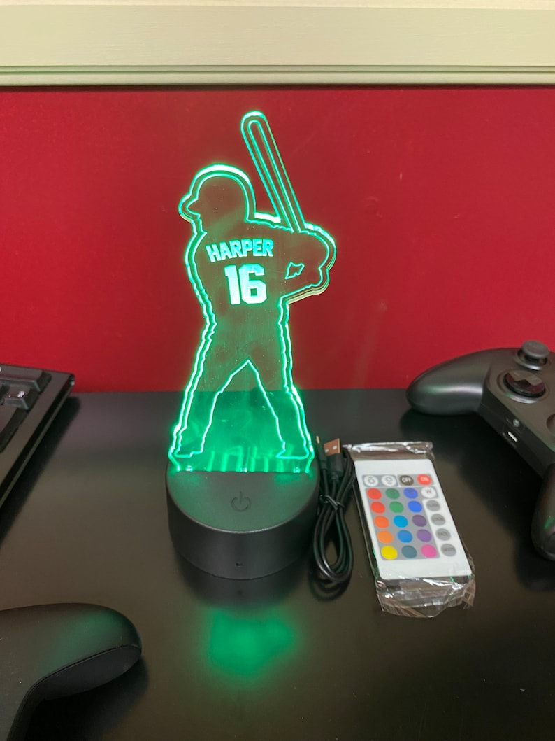 Personalized LED Lamp Name Baseball Night Light up Sign - Edge Lit ...