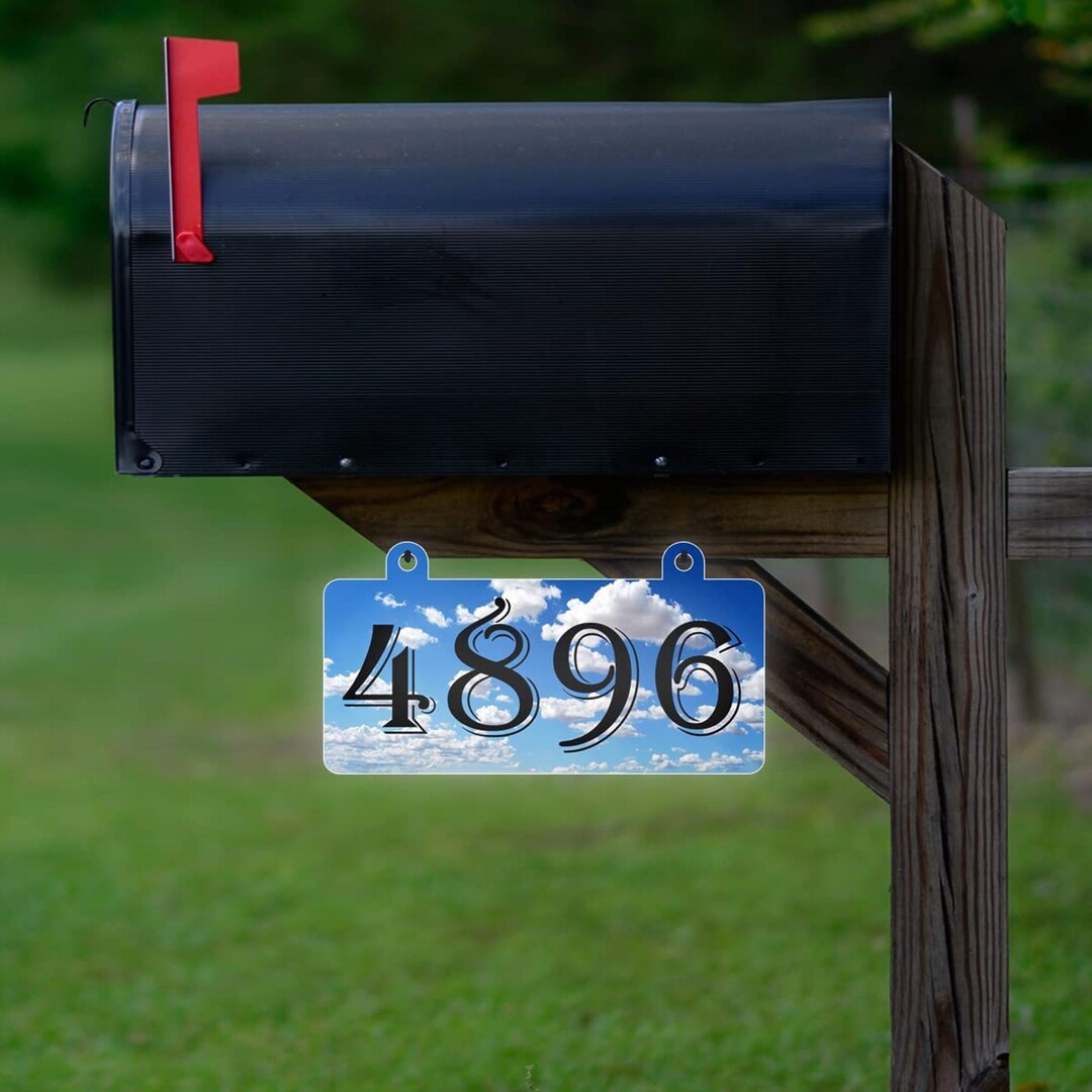 Custom Modern Metal Large House Numbers Sign Mailbox Address Plaque ...