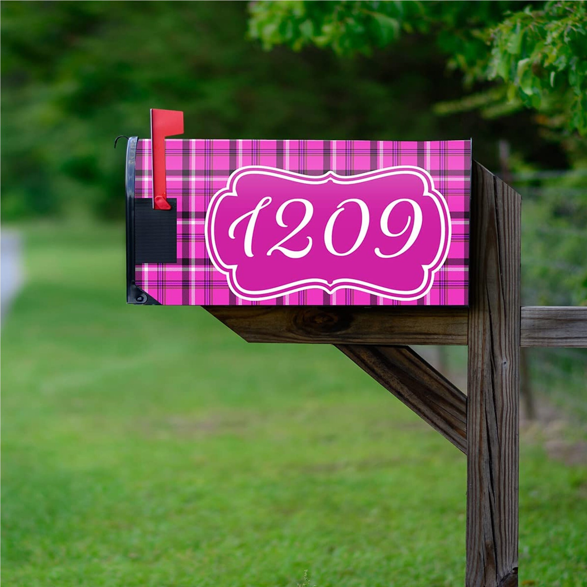 Personalized Plaid Mailbox Magnetic Cover Custom Address - VWAQ PMBM18 ...