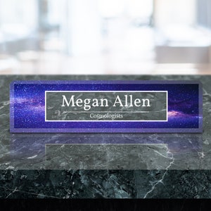 Personalized Name Plate for Desk | Clear Acrylic Galaxy Nebula Art ...