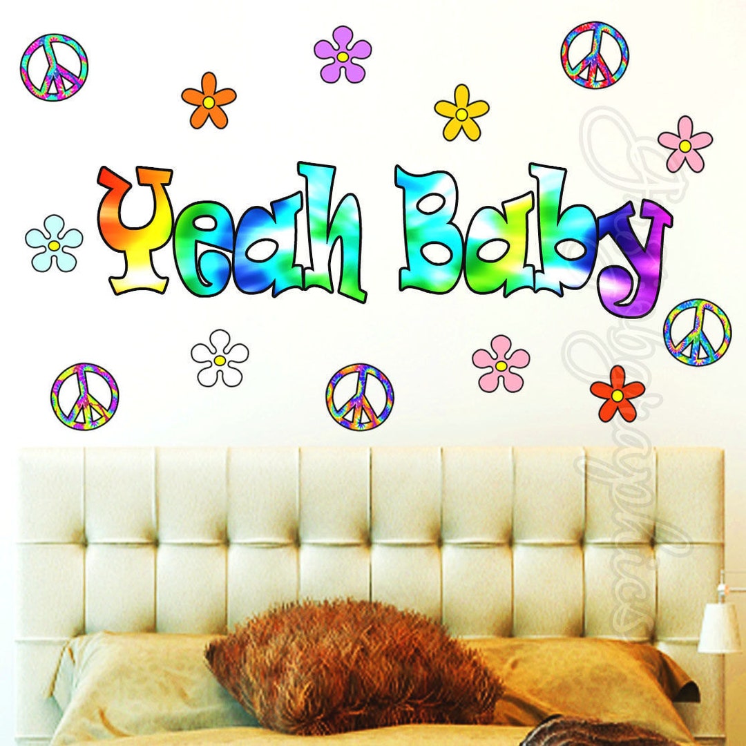 Yeah Baby Tie Dye Sticker Pack Hippie Wall Decal - VWAQ HF5 - Etsy