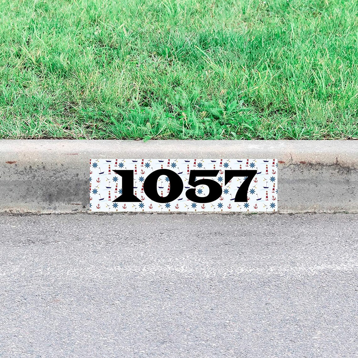 Custom Curb Number Stencil Sticker Street Address Nautical Curbside ...