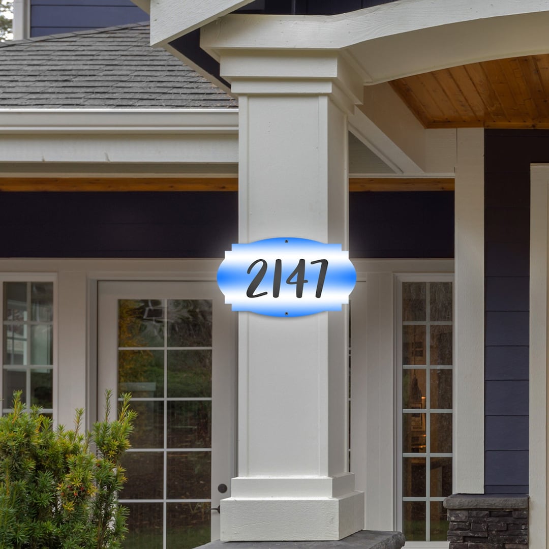 Aluminum House Number Sign | Reflective Modern House Numbers ...