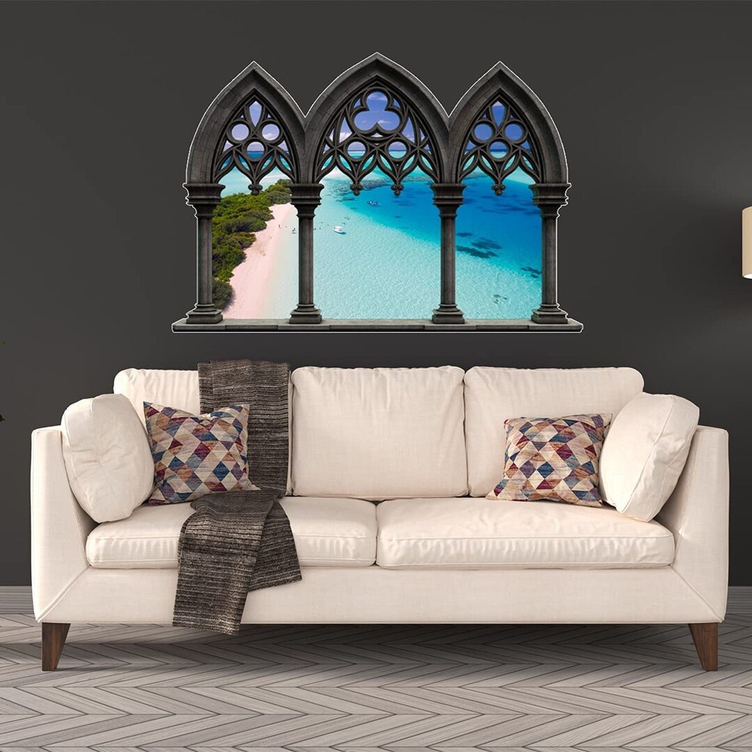 Scenic Landscape, Medieval Wallpaper Mural, Fake Window Decal - (VWAQ ...