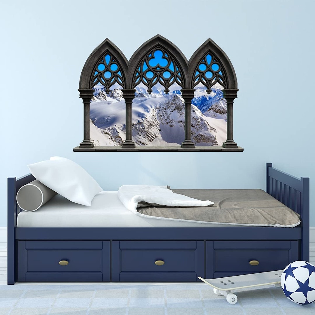 Scenic Landscape, Medieval Wallpaper Mural, Fake Window Decal - VWAQ ...