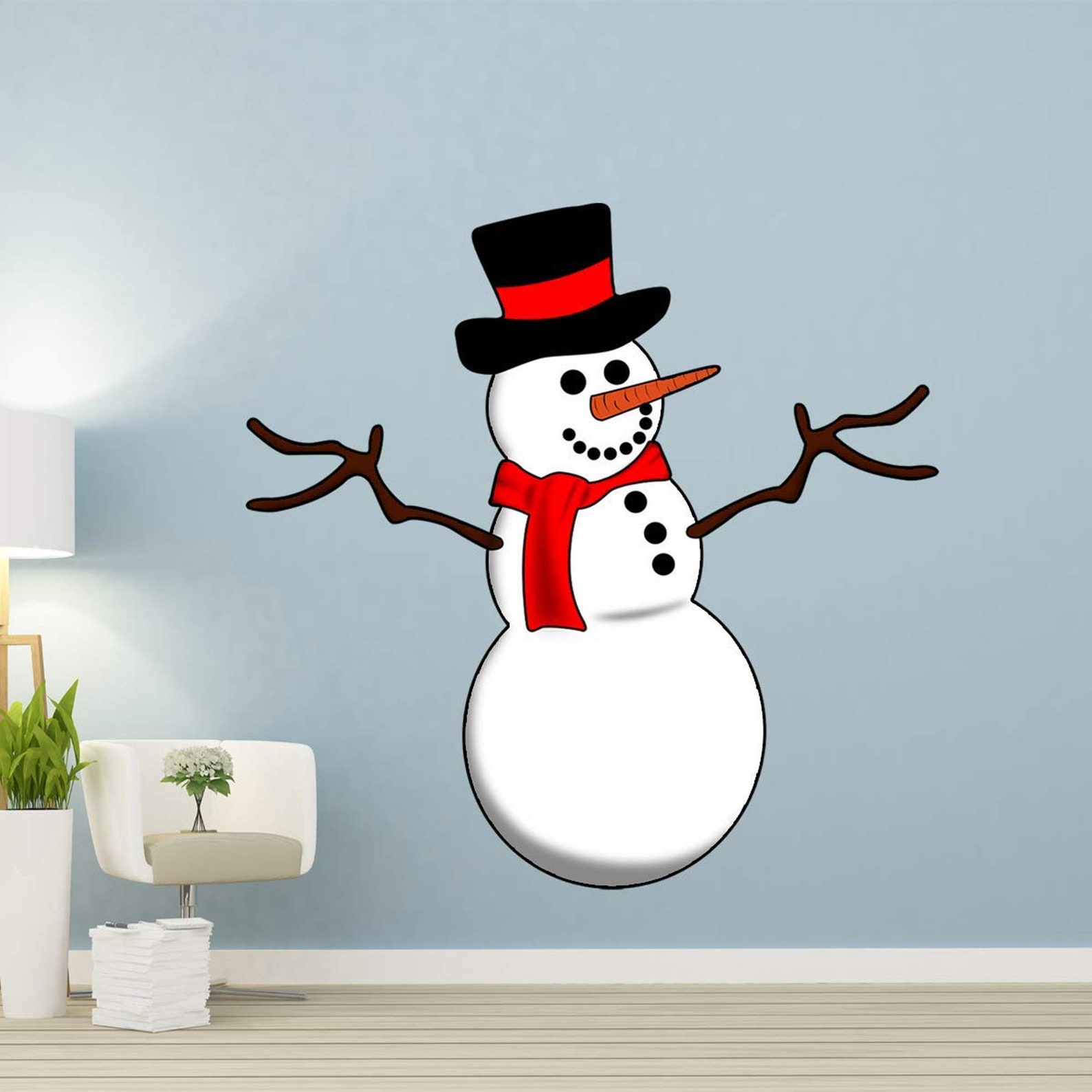 Snowman Wall Decal Christmas Holiday Decorations Xmas Vinyl Sticker ...