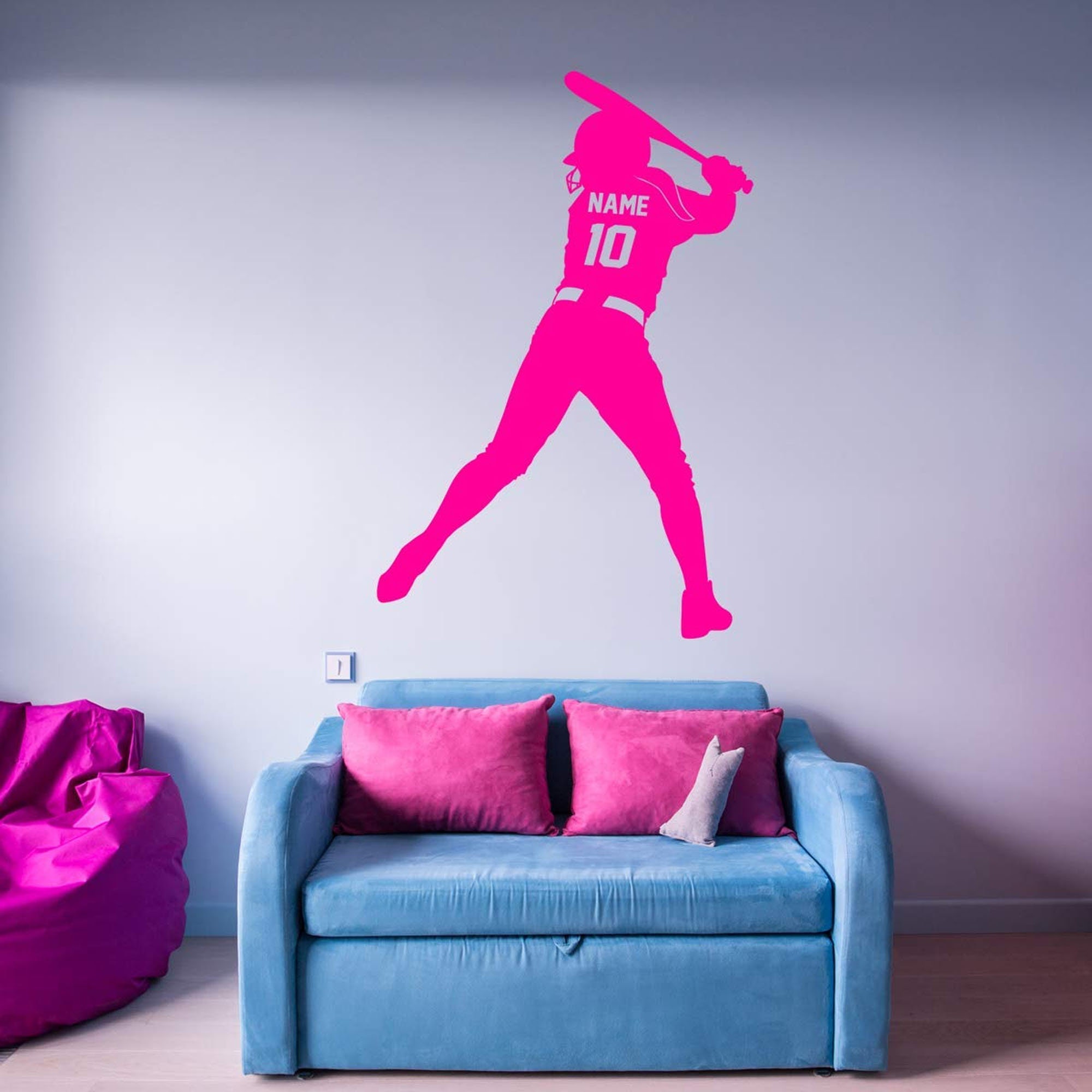 Custom Softball Wall Decal With Name and Jersey Number | Etsy