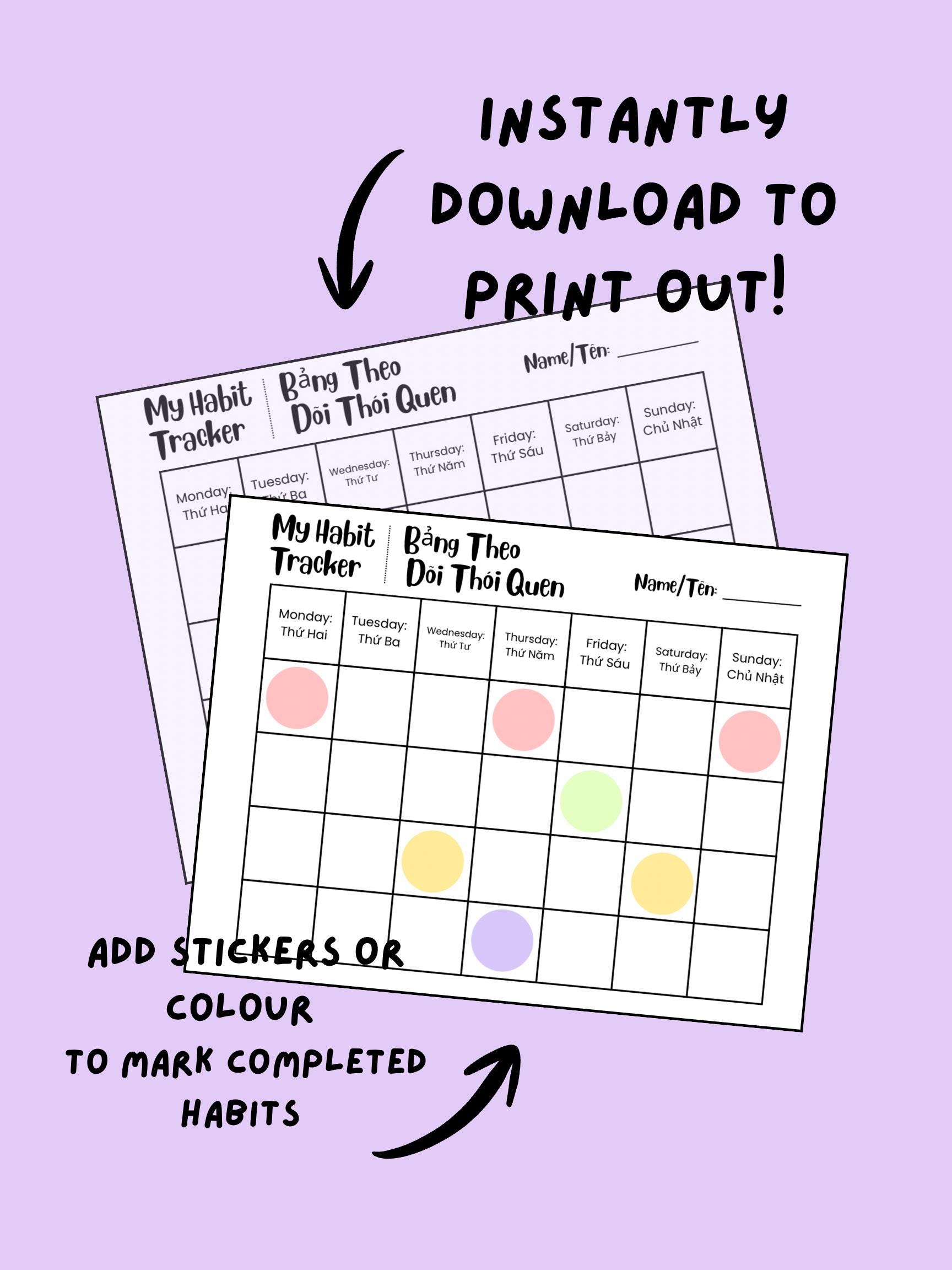 Vietnamese Daily Habit Tracker for Kids + Beginners | Learn Vietnamese ...
