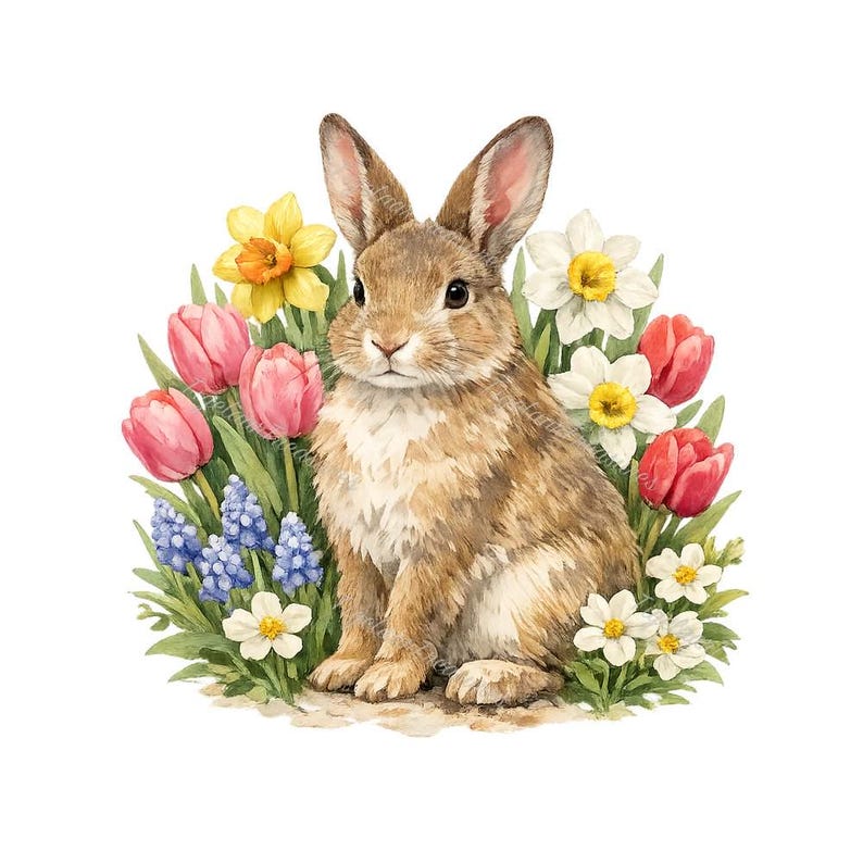 20 Bunny Drawing Clipart – Watercolor PNG Bundle, Digital Download ...