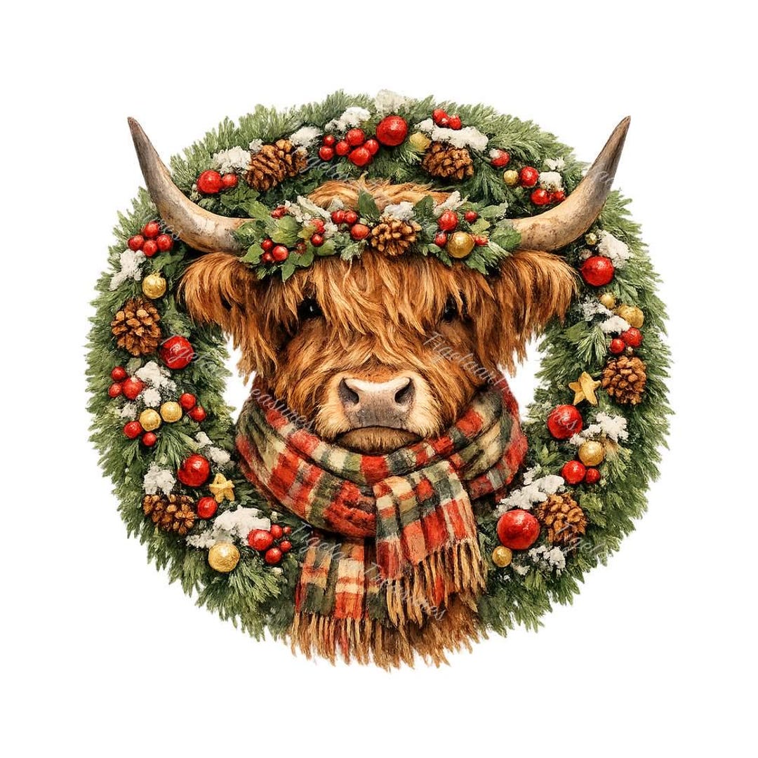 20 Christmas Highland Cow Clipart – Charming Watercolor Pngs for ...