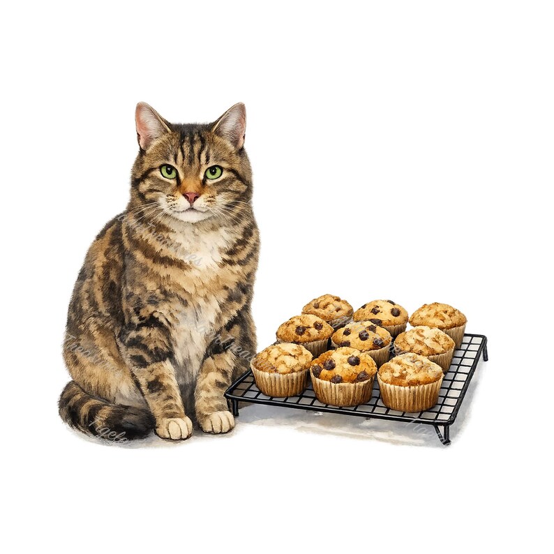 18 Cozy Cat Bakery Treats Clipart – Adorable Watercolor Pngs for Sweet ...