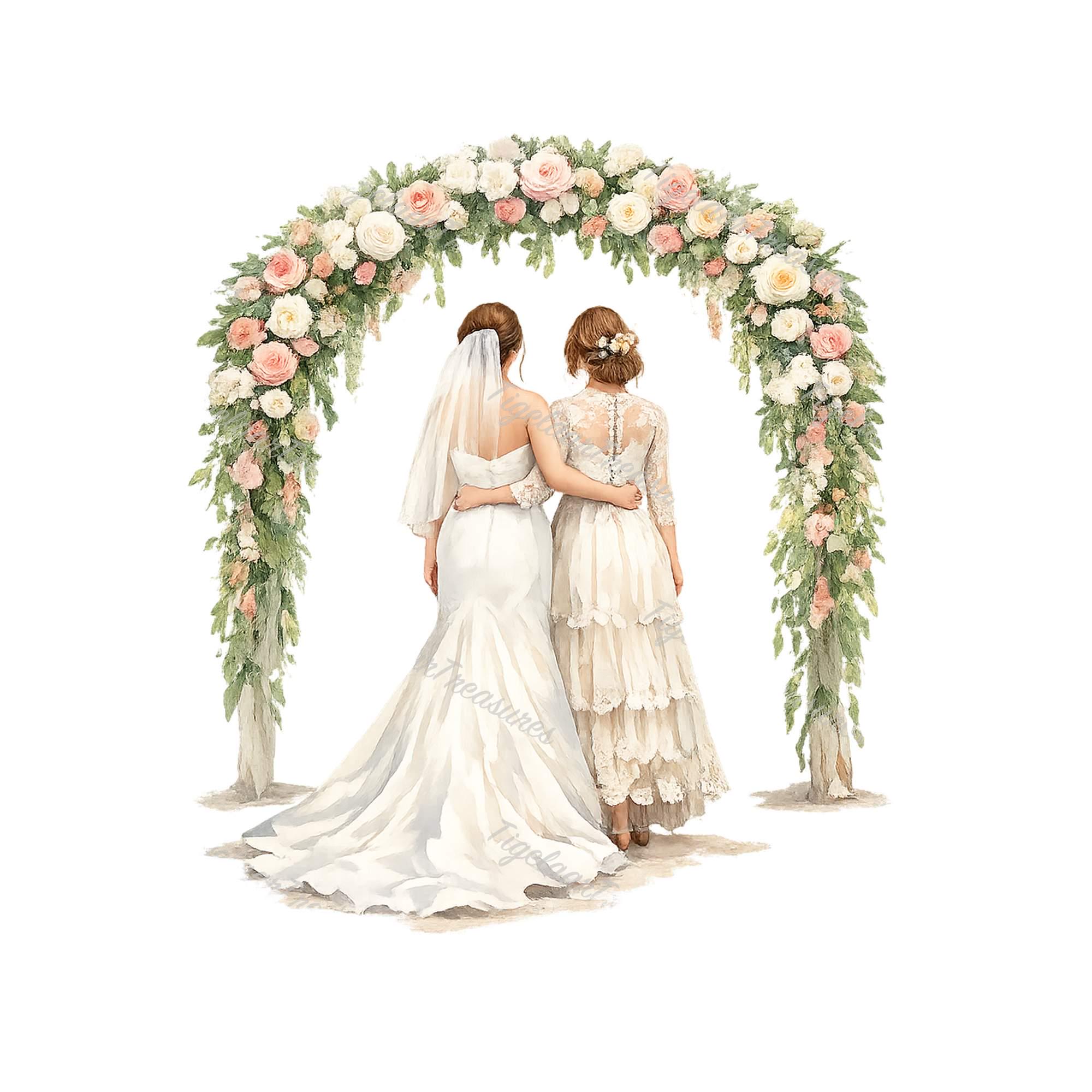 20 Bride and Bride's Back Clipart – Enchanting Watercolor PNG Pack ...