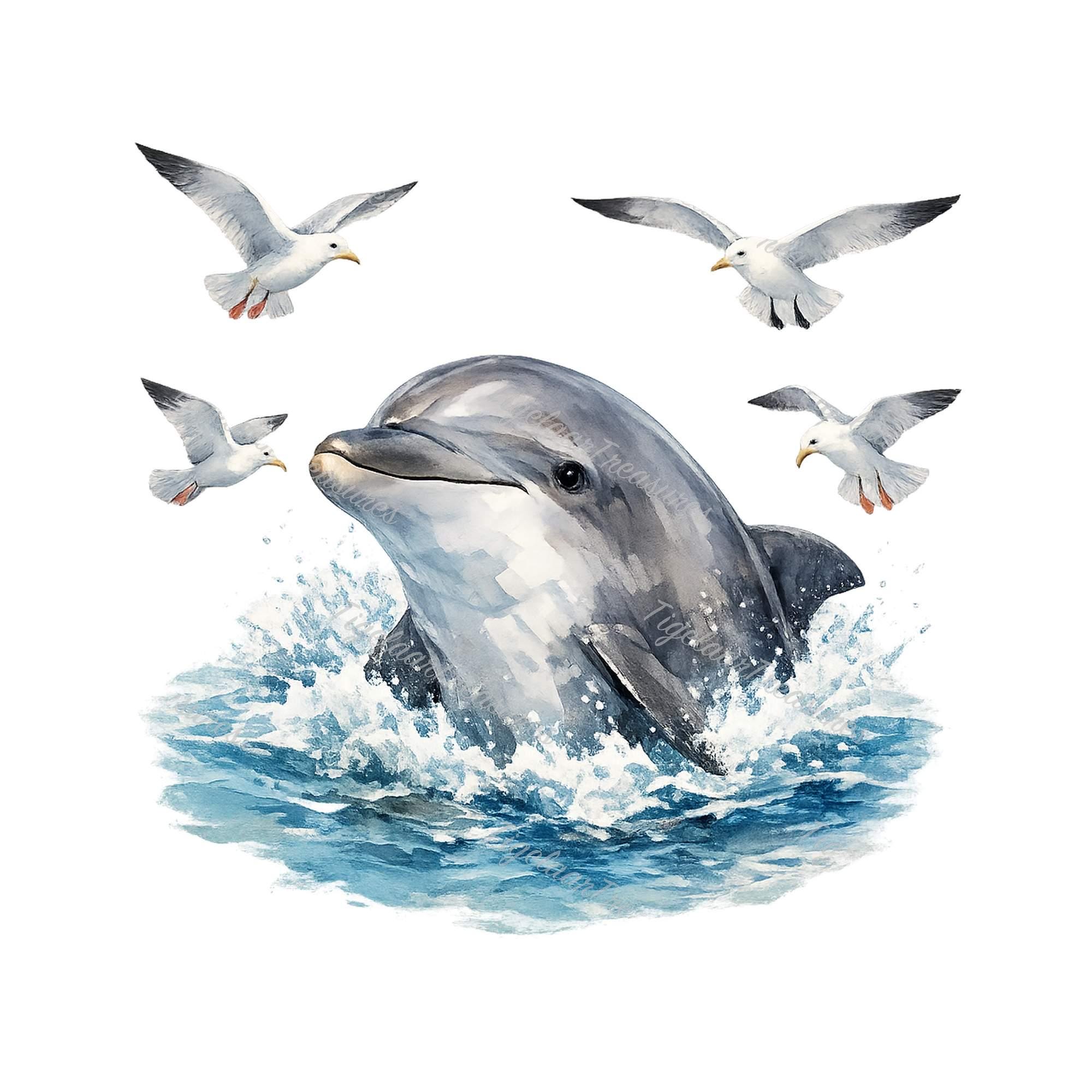 20 Dolphin Clipart – Playful Watercolor Collection, 20 Png Files With ...