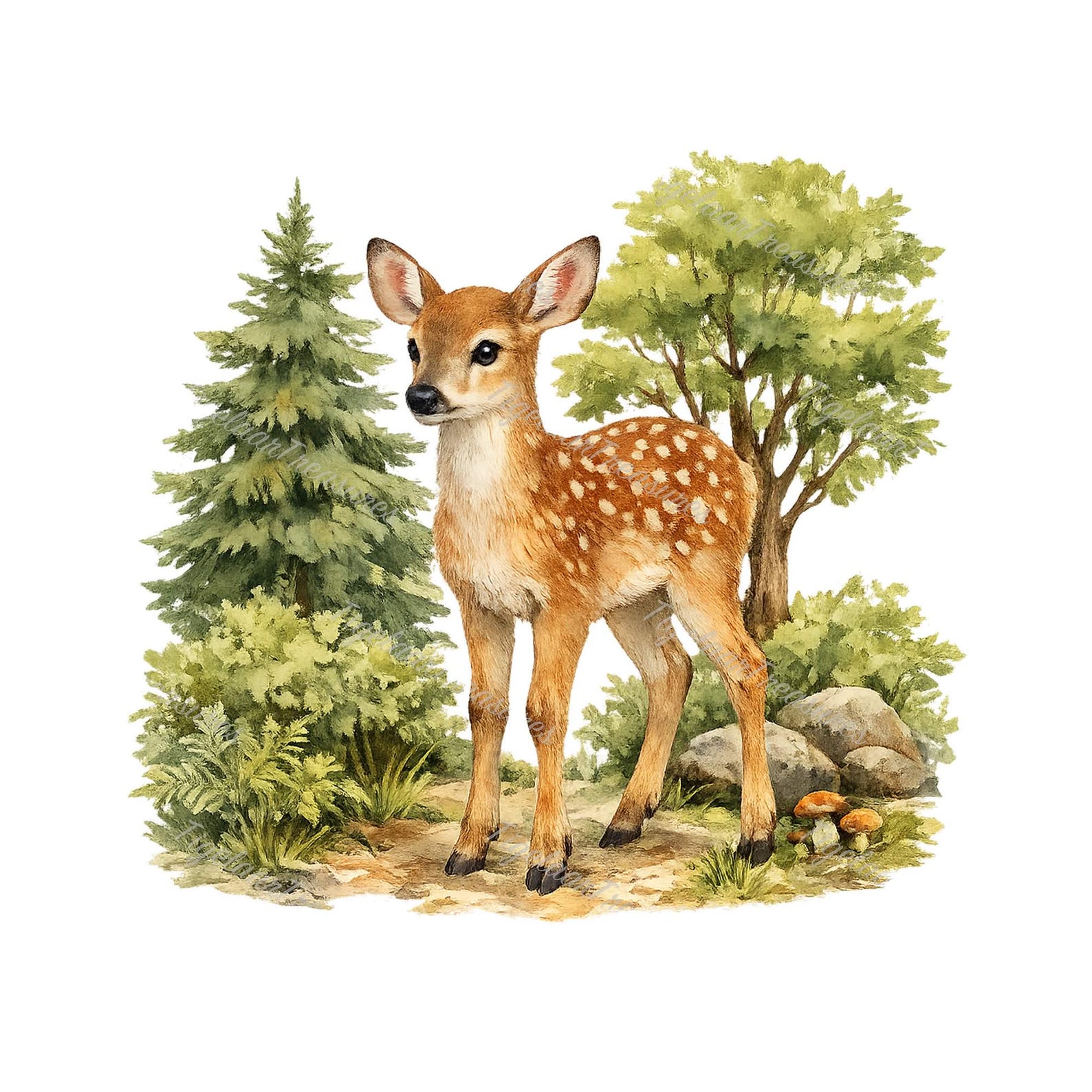 20 Fawn Baby Clipart – Adorable Watercolor Collection, Transparent Pngs ...