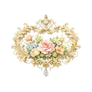 20 Rococo Icons Clipart – Exquisite Watercolor Png Collection, Charming ...