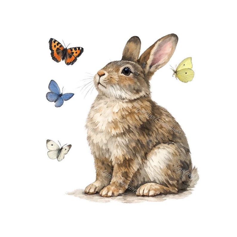 20 Bunny Drawing Clipart – Watercolor PNG Bundle, Digital Download ...