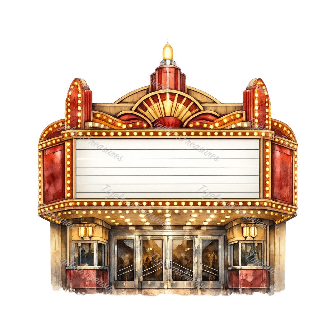 20 Movie Theater Clipart – Adorable Watercolor Collection, 20 Png Files ...