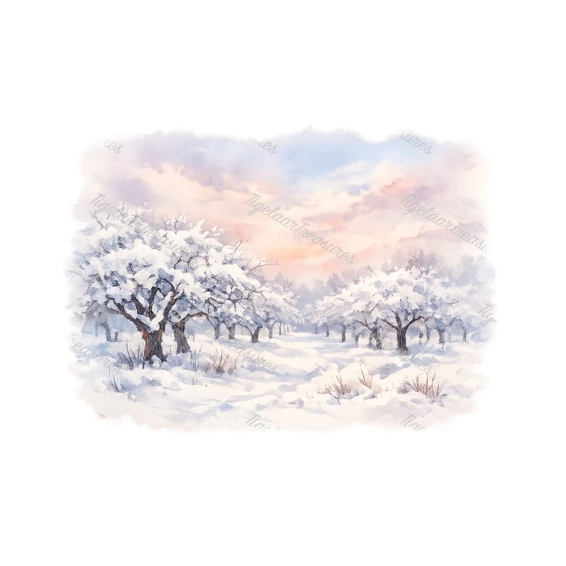 20 Winter Landscapes Clipart – Enchanting Watercolor Png Collection ...