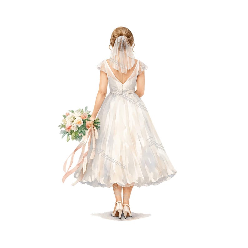 20 Bride and Bride's Back Clipart – Enchanting Watercolor PNG Pack ...