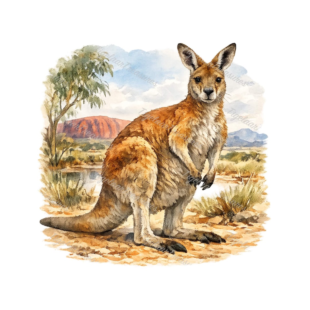 20 Kangaroo Clipart – Adorable Watercolor Png Collection for Crafts ...