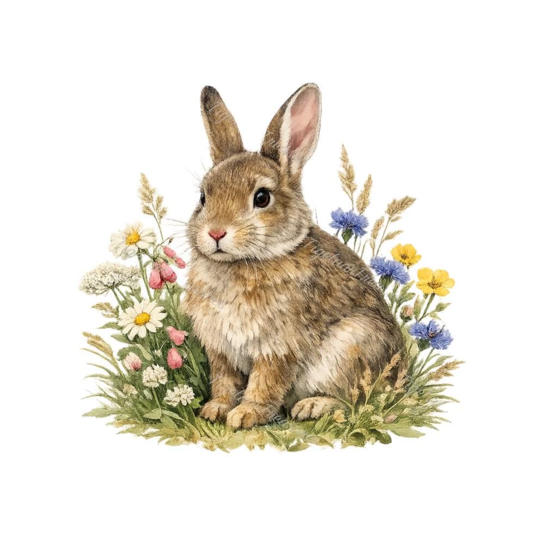 20 Bunny Drawing Clipart – Watercolor PNG Bundle, Digital Download ...