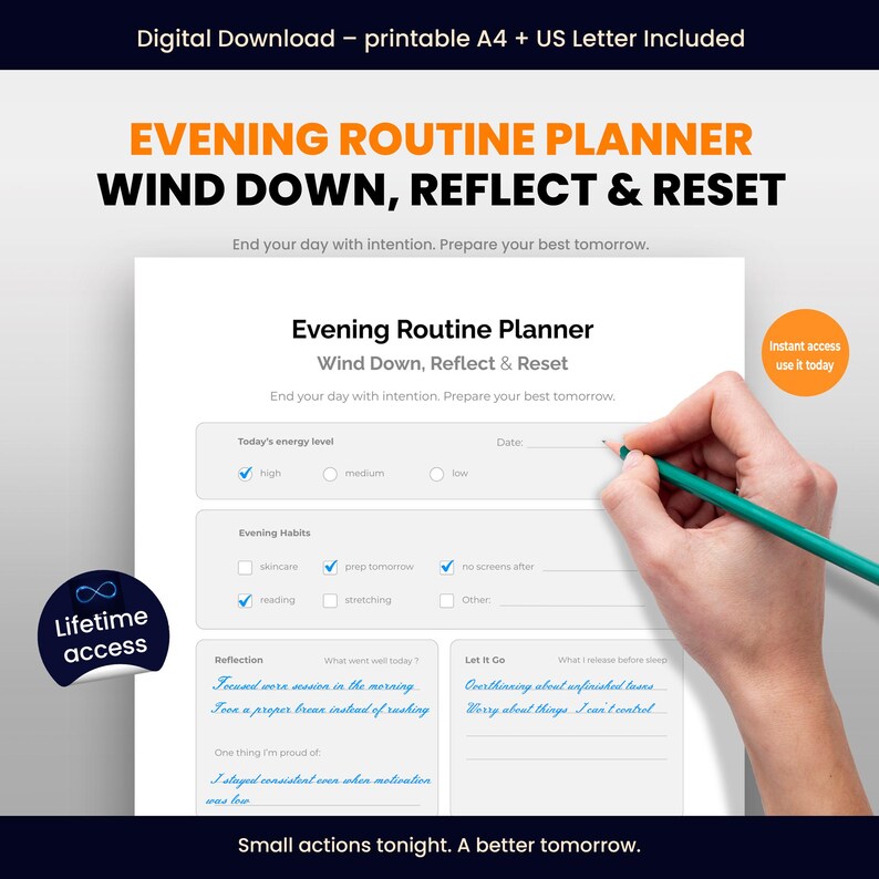 Evening Routine Planner | Reflect & Reset (PDF Download) - Etsy