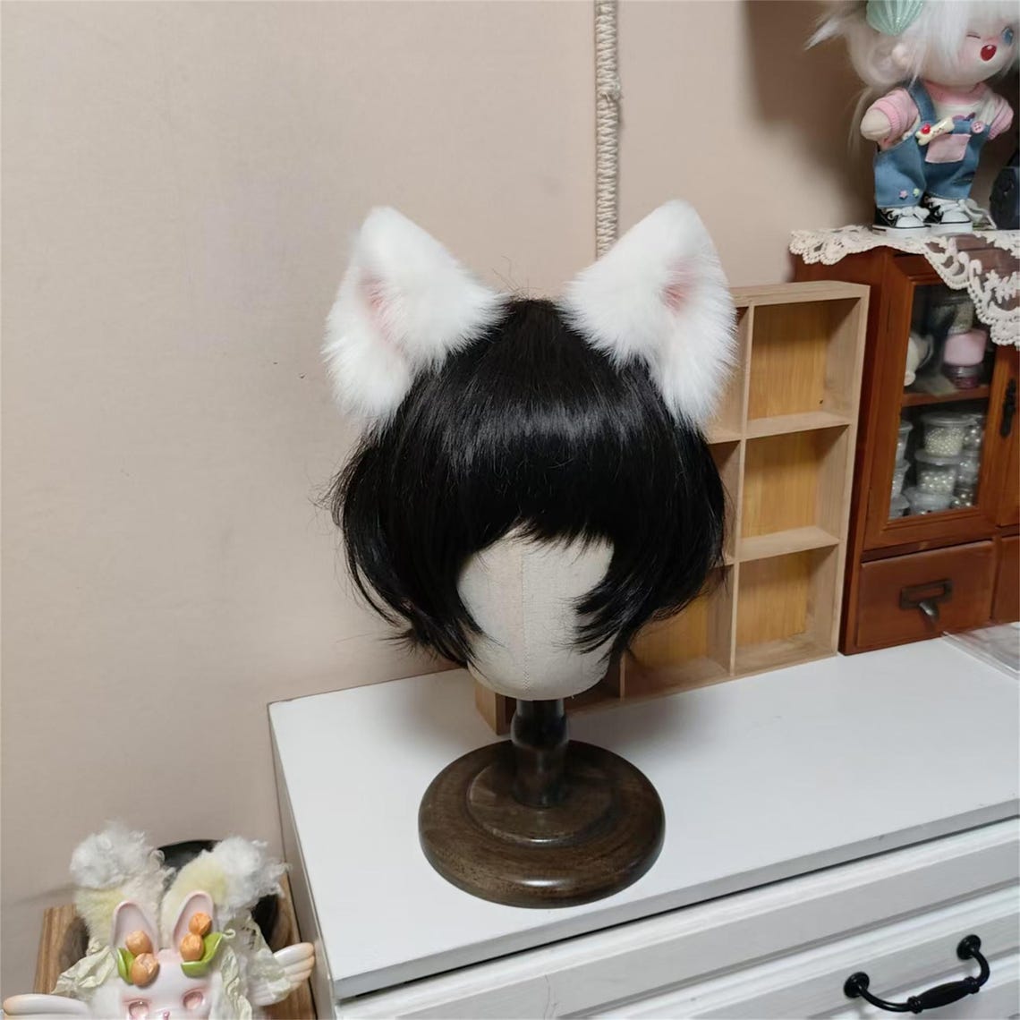 White Samoyed Dog Ears Headband, Cosplay Samoyed Dog, Furry White Dog ...