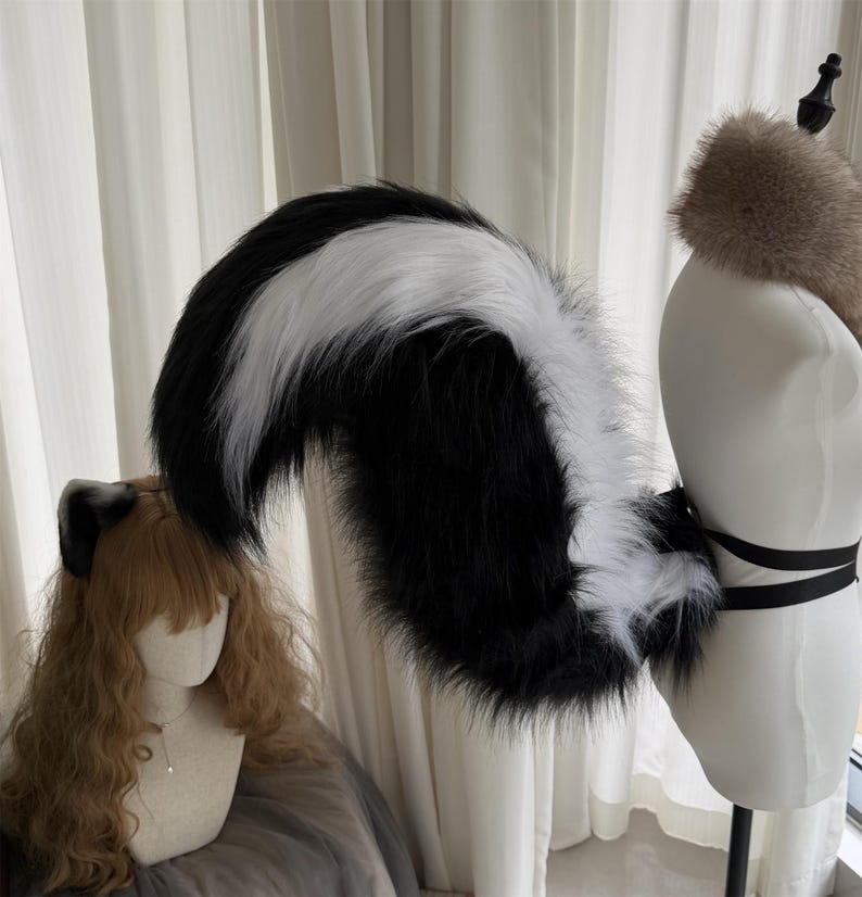 Skunk Ears and Tail Kit, Custom Available, Cosplay Skunk, Black White ...