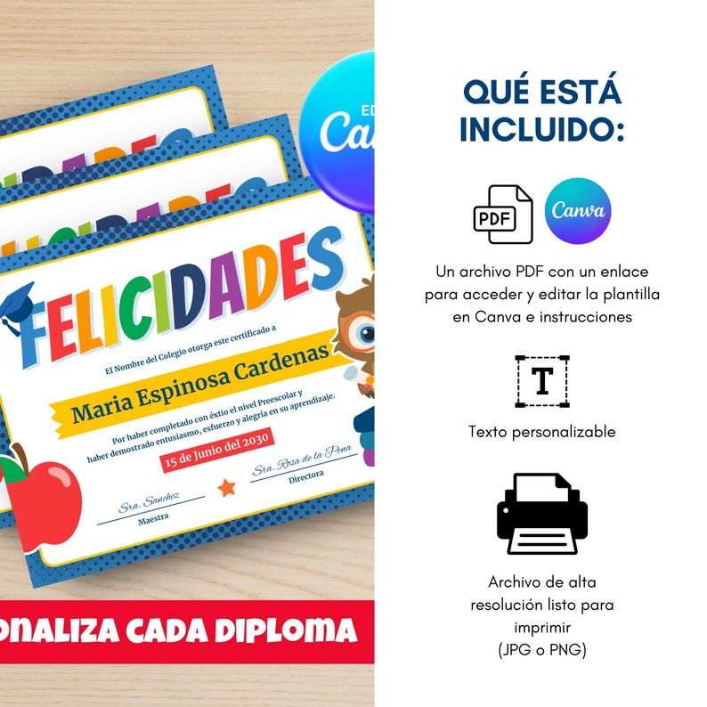 Plantilla De Certificado De Graduación Editable | Diploma De Graduación ...