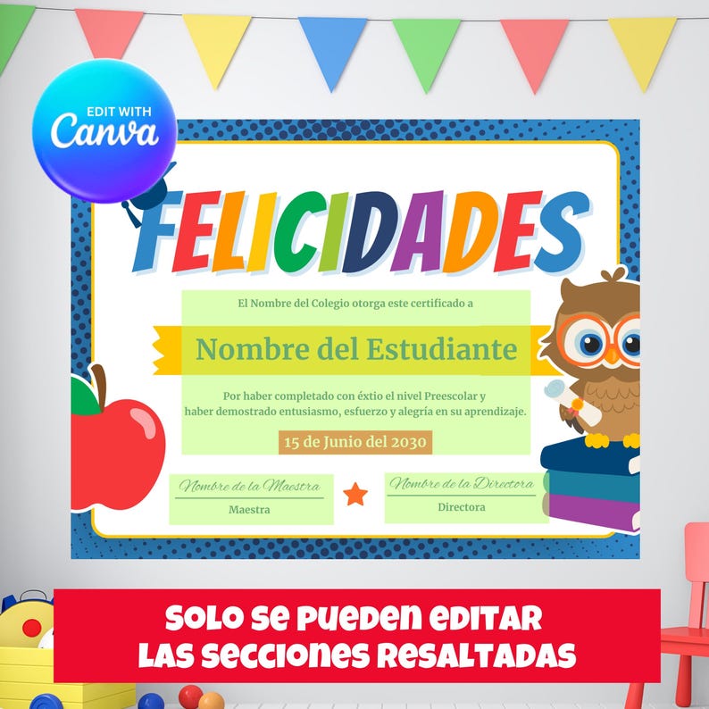Plantilla De Certificado De Graduación Editable | Diploma De Graduación ...
