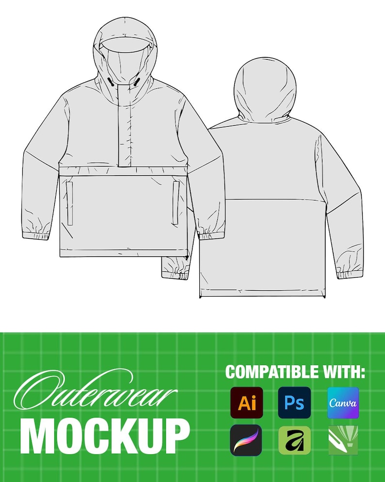 Windbreaker Mockup Template | Jacket Mockup | Photoshop Canva Digital ...