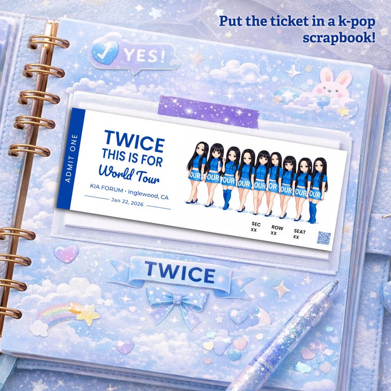 TWICE This is for World Tour Ticket Custom Digital Concert Ticket ...
