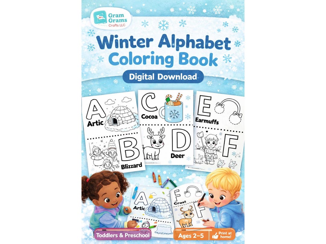 Winter Alphabet Coloring Book - Etsy