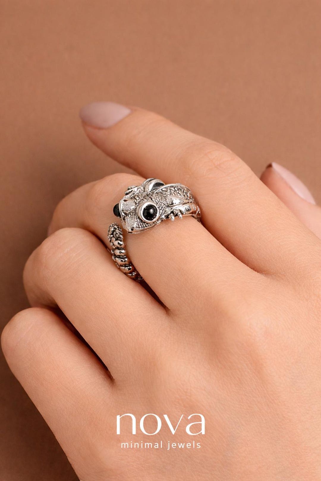 Lizard Ring Silver | Gecko Animal Ring | Reptile Statement Ring ...