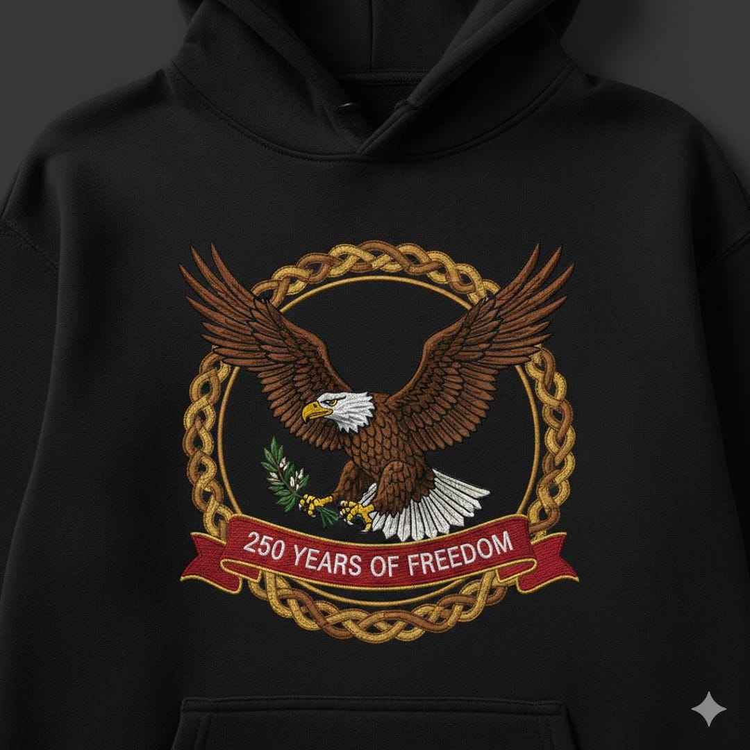 250 Years of Freedom Embroidery Design Patriotic Eagle Crest American ...