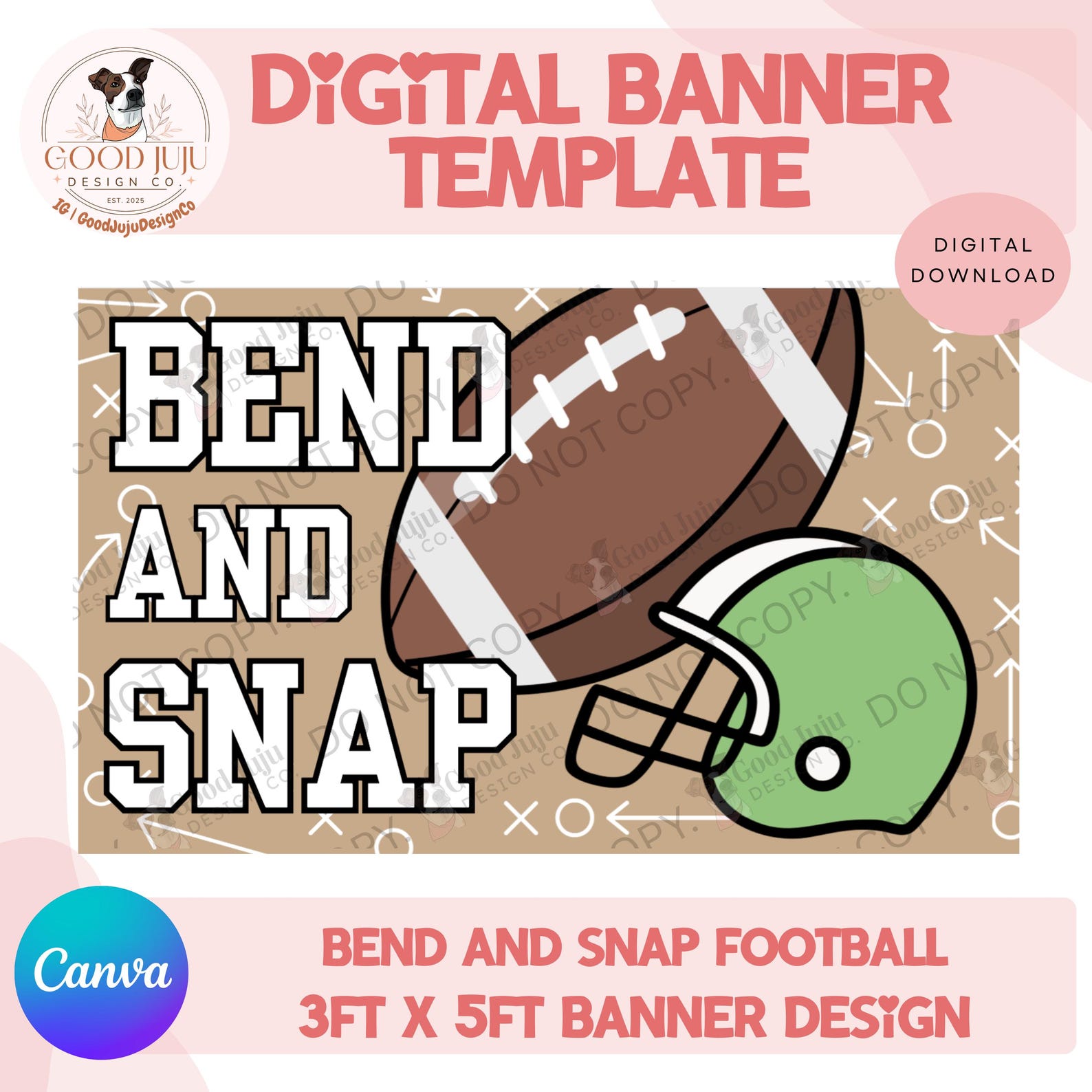 Bend and Snap Football Super Bowl Banner Design Template - Editable 3x5 ...
