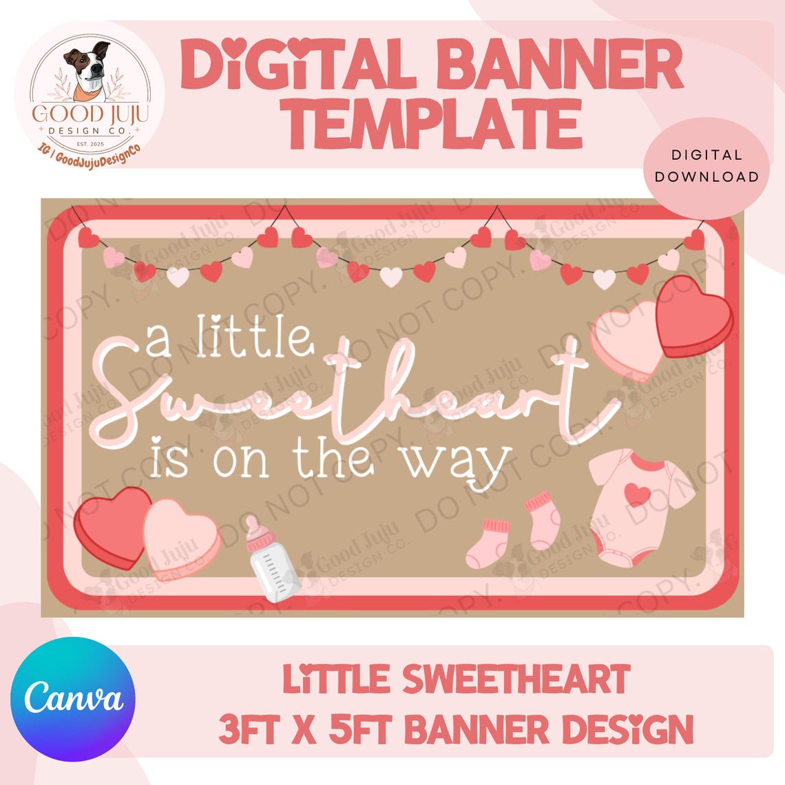 A Little Sweetheart is on the Way Baby Shower Banner Design Template ...