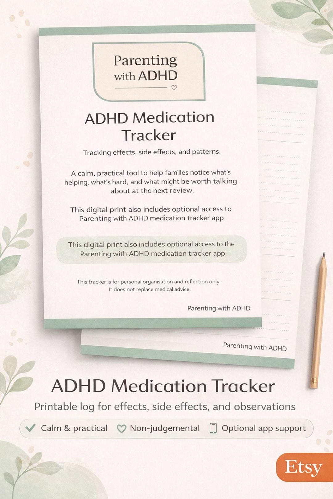 ADHD Medication Tracker | Printable Effects, Mood & Sleep Log (PDF ...