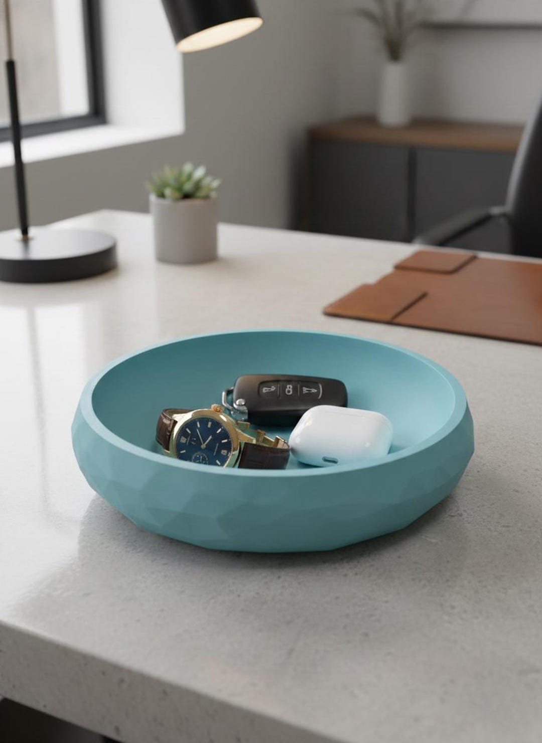 Modern 3D Printed Bowl, Minimalist Decorative Catchall, Desk Organizer ...