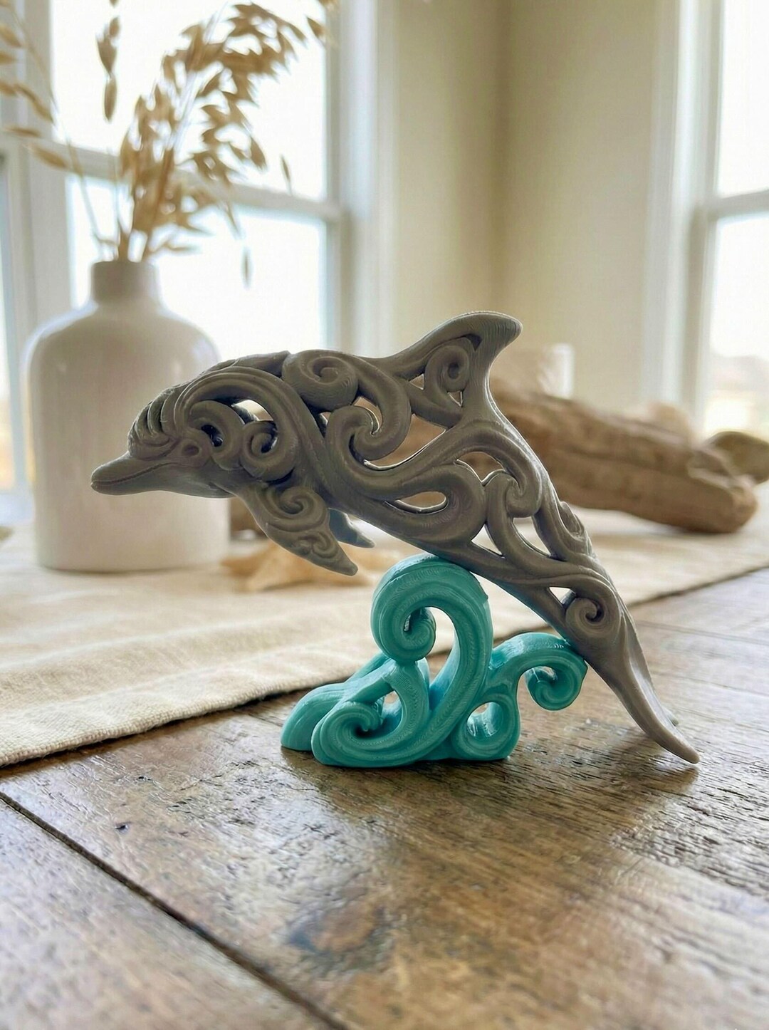 3D Printed Dolphin Figurine, Coastal Nautical Decor - Etsy