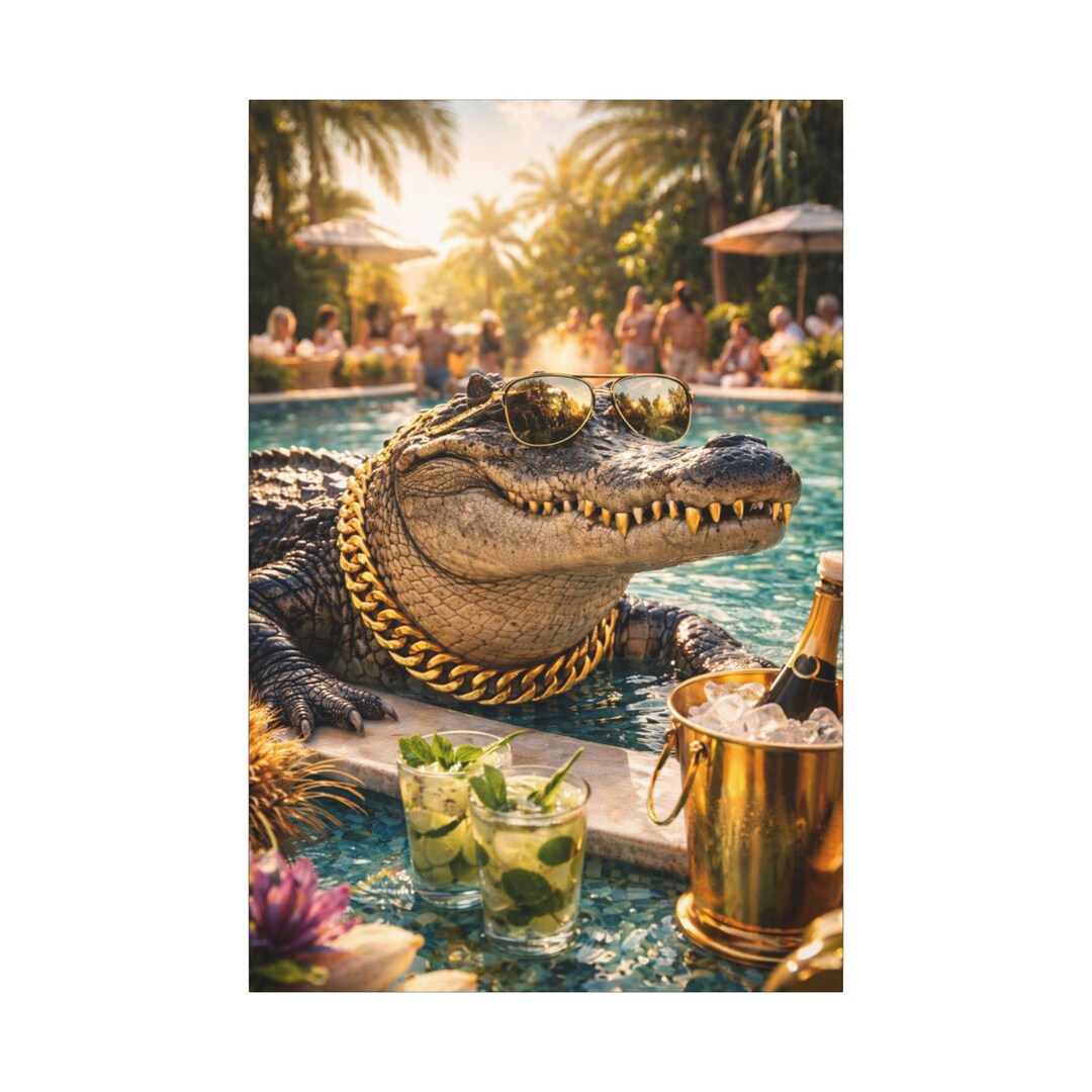 Bling Alligator Pool Party Canvas Matte Stretched 0.75" - Etsy