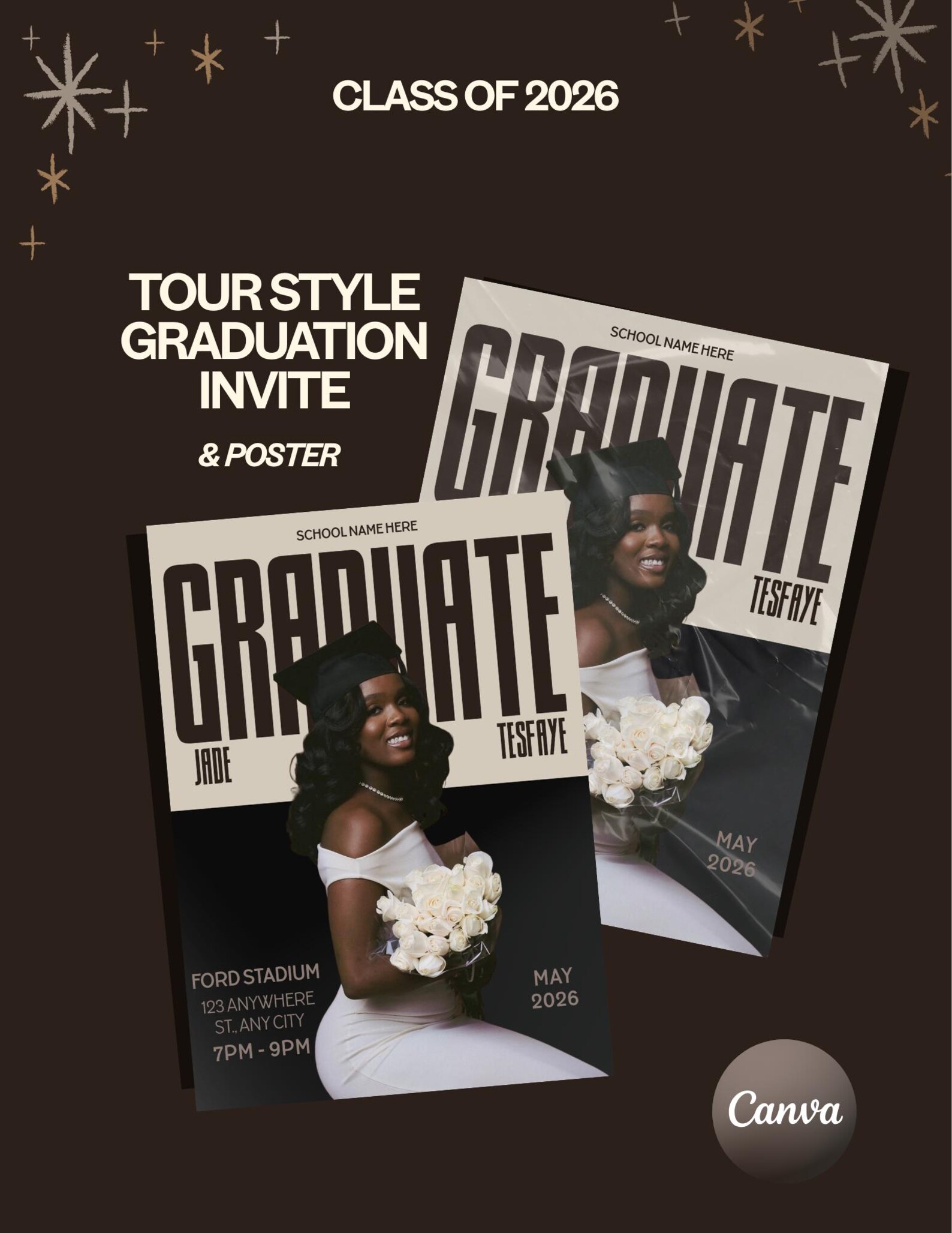 Tour Style Graduation Invitation | Modern Magazine Cover (digital ...