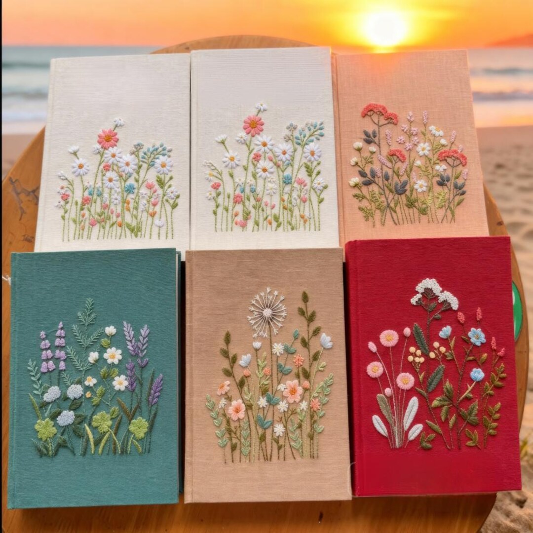 Custom Hand Embroidered Journal Notebook A5 A6, Photo Album, Fabric ...